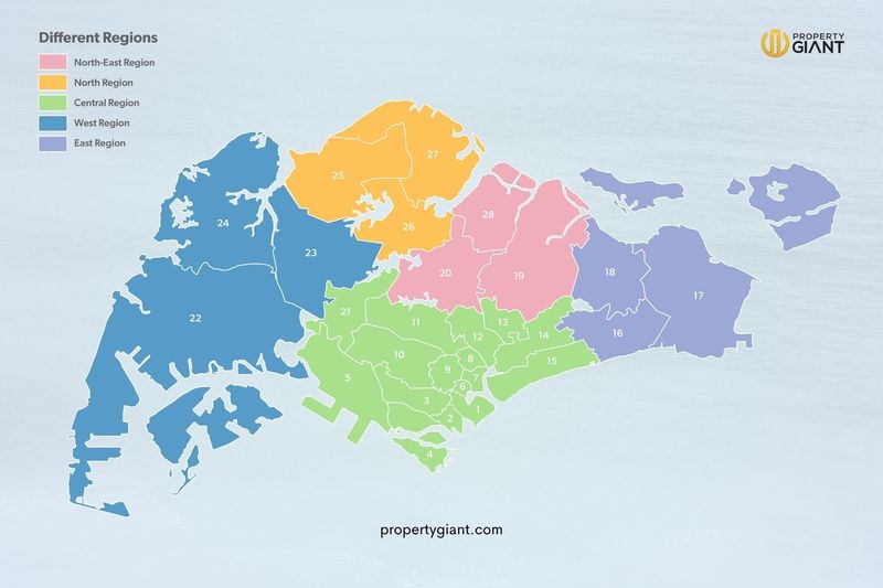Singapore Postal Districts Map Singapore Postal Districts Map